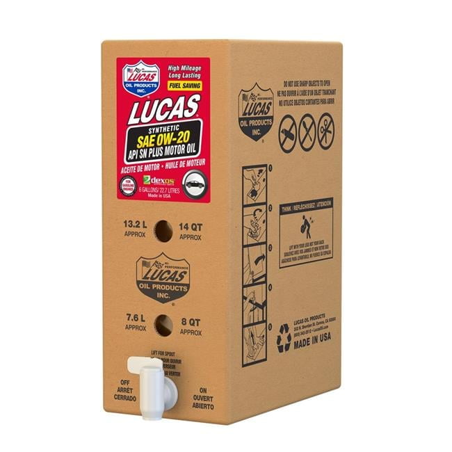 Lucas Oil 18003 6 gal Synthetic SAE 0W-20 High-Mileage Motor Oil ...