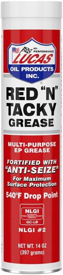 Lucas Oil Red N Tacky Red Lithium Grease 14 oz. Cartridge - Case of: 10 ...