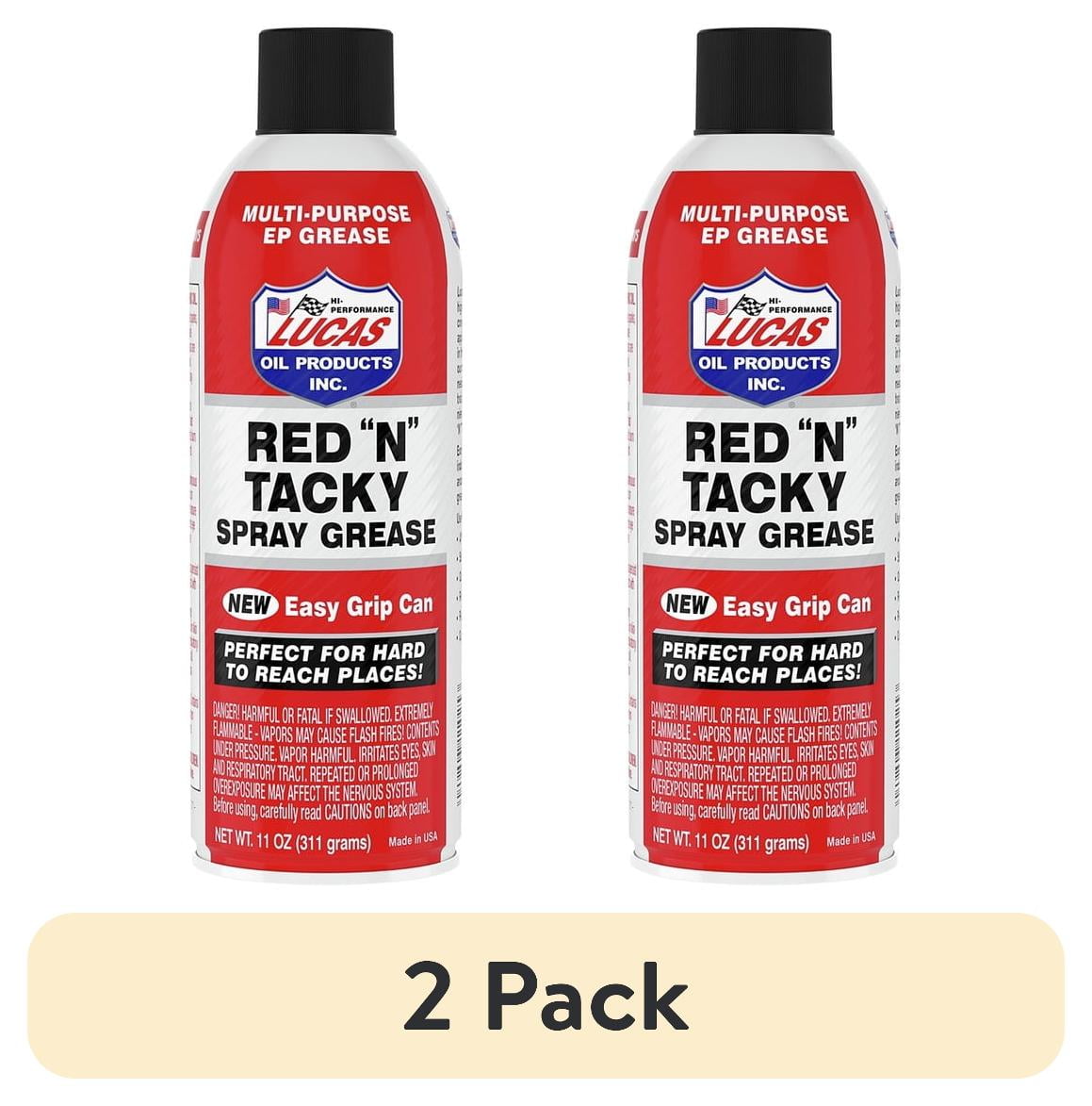 (2 pack) Lucas Oil Red N Tacky Spray Grease 11 Ounce Easy Grip Can 8" Height 2.63" Width and ...