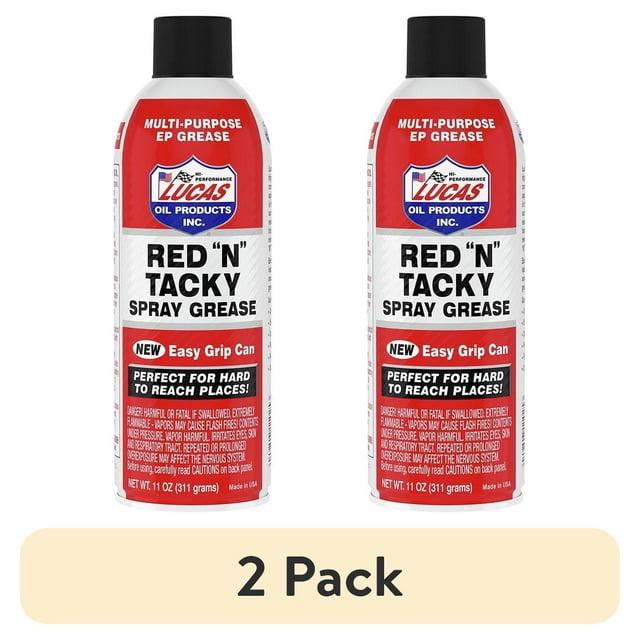 (2 pack) Lucas Oil Red N Tacky Spray Grease 11 Ounce Easy Grip Can 8 ...
