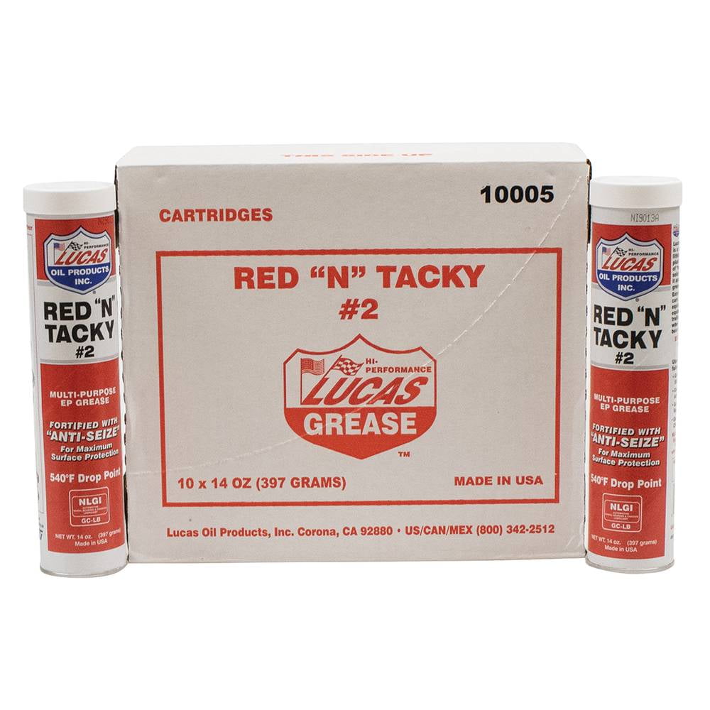 Lucas Oil Red N Tacky Grease, Stens 051-611, 10 Tubes, 14 oz each ...