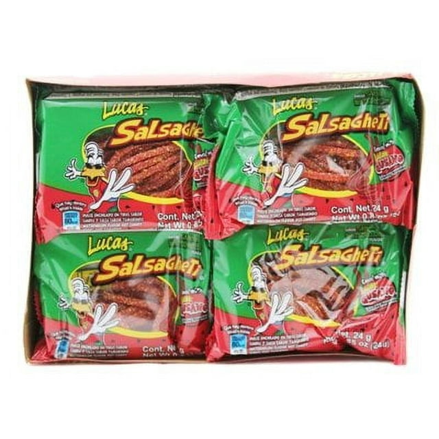 Lucas Salsagheti Watermelon Flavor, 0.85 Ounce, 24 Package Box ...