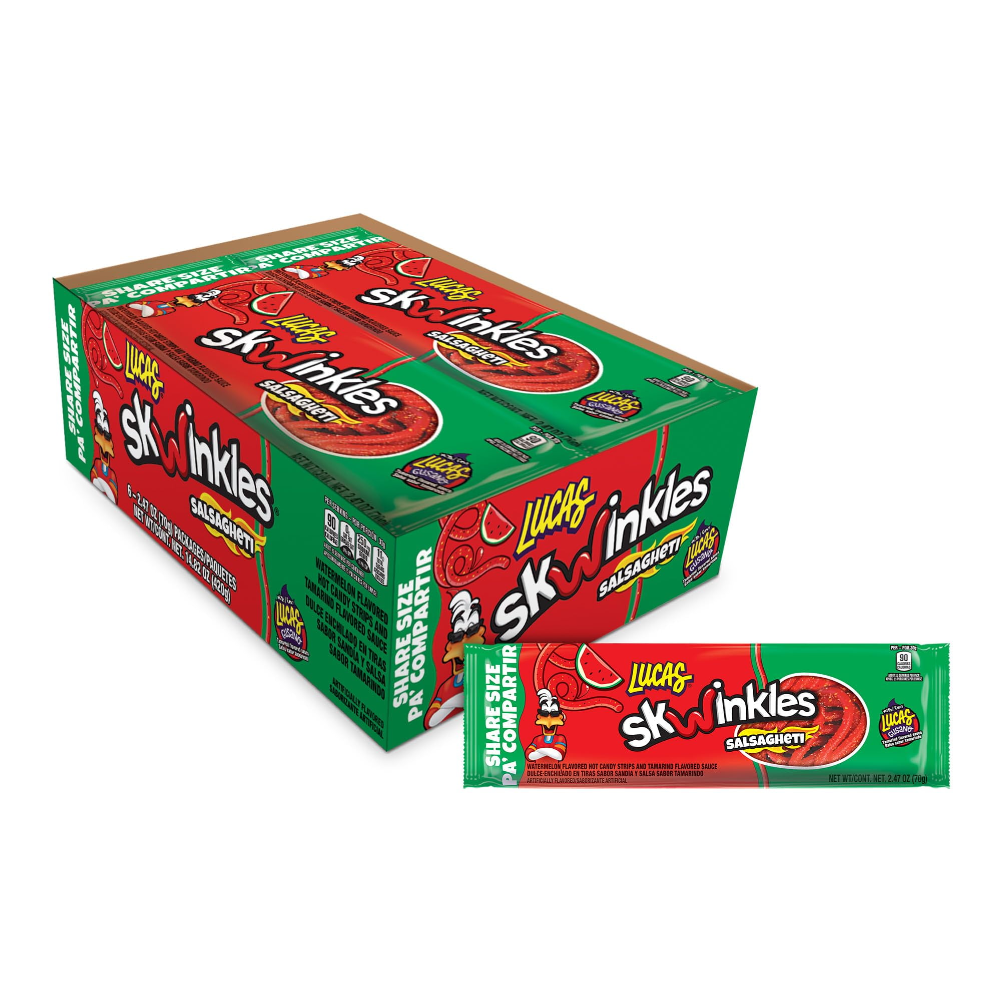 Lucas Salsagheti Watermelon Flavored DPF11 Sweet & Hot Candy Strips and ...