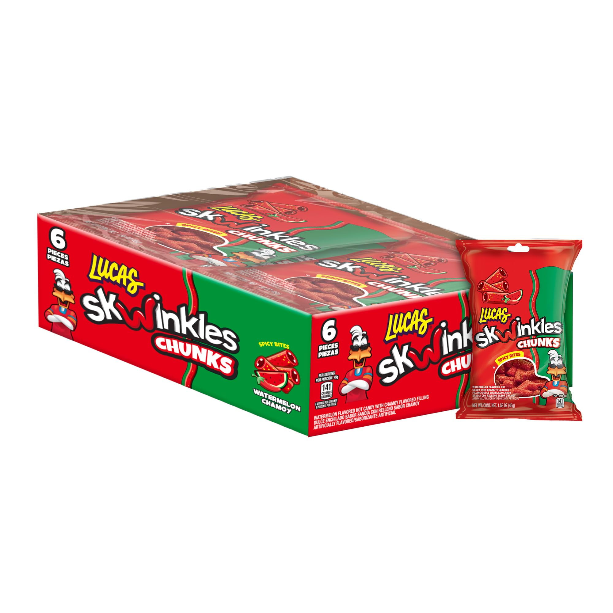 Lucas Skwinkles Candy Chunk BCF26 Watermelon Flavored with Tamarind ...