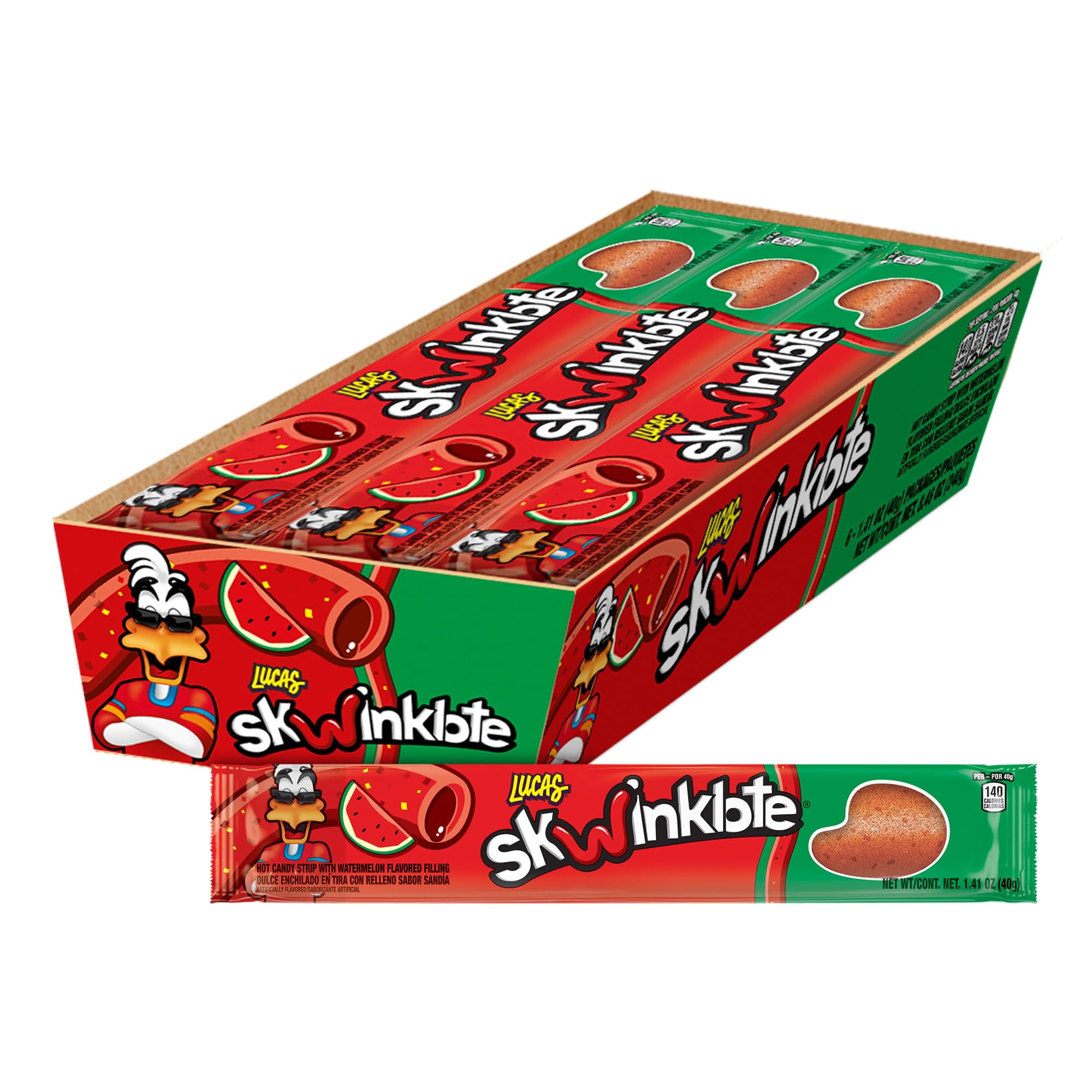 Lucas Skwinklote Watermelon Flavor XEF1 Sweet and Sour Candy Strip, 1 ...