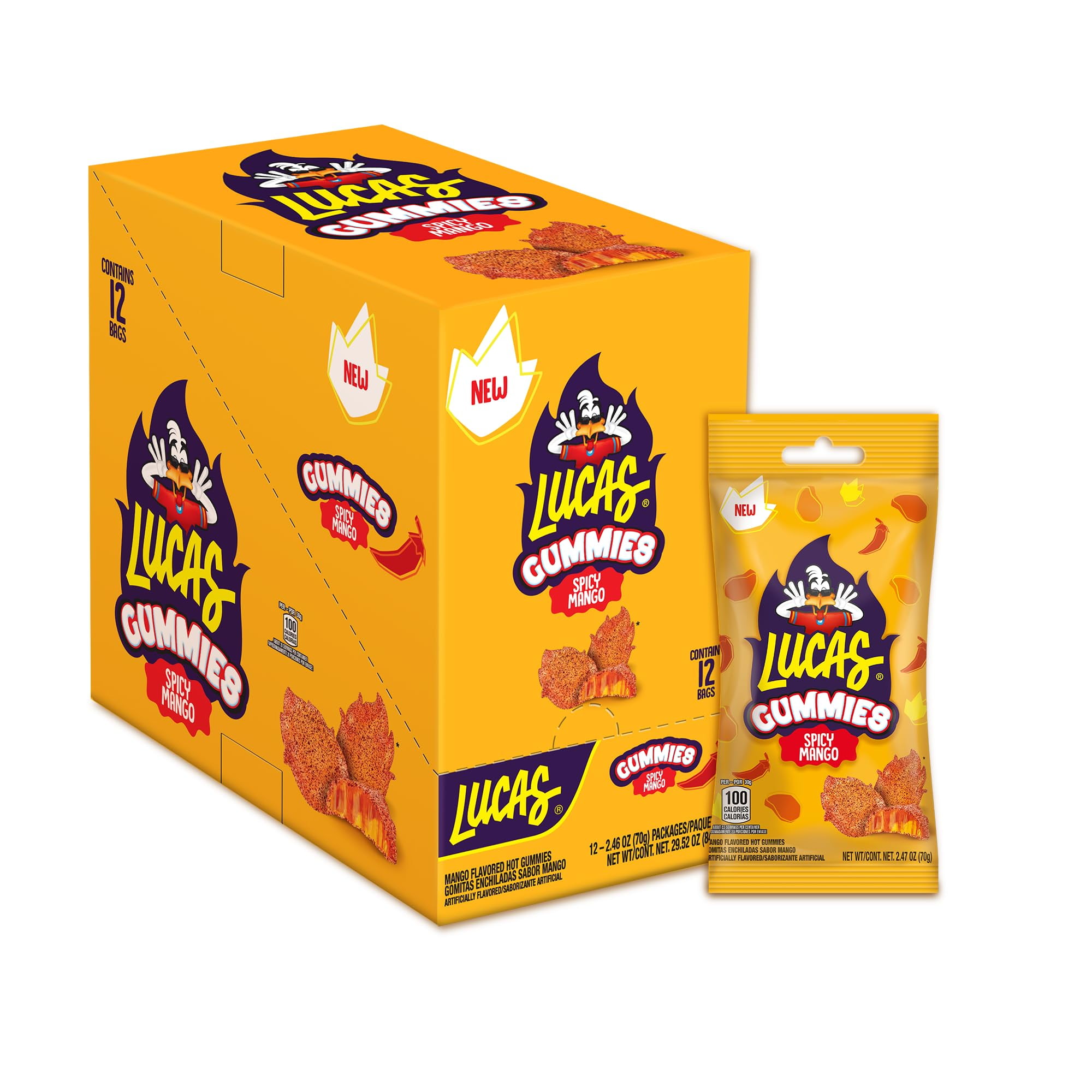 Lucas Spicy Gummies Mango BCF26 Flavored 12 pack, 29.6OZ - Walmart.com