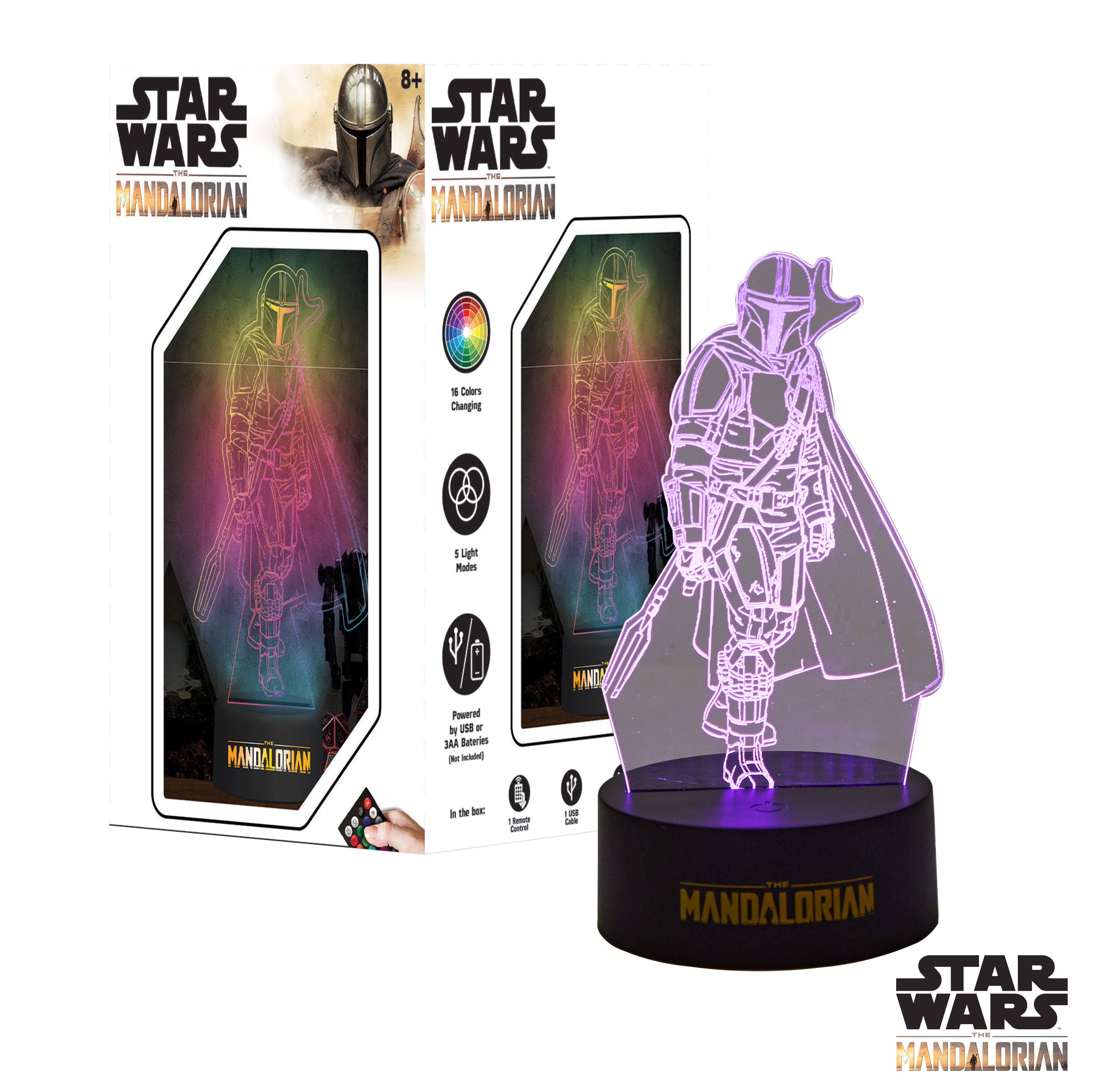 Star Wars Mandalorian LED Illusion Lamp 4.5x8 Captivating Sci-Fi ...