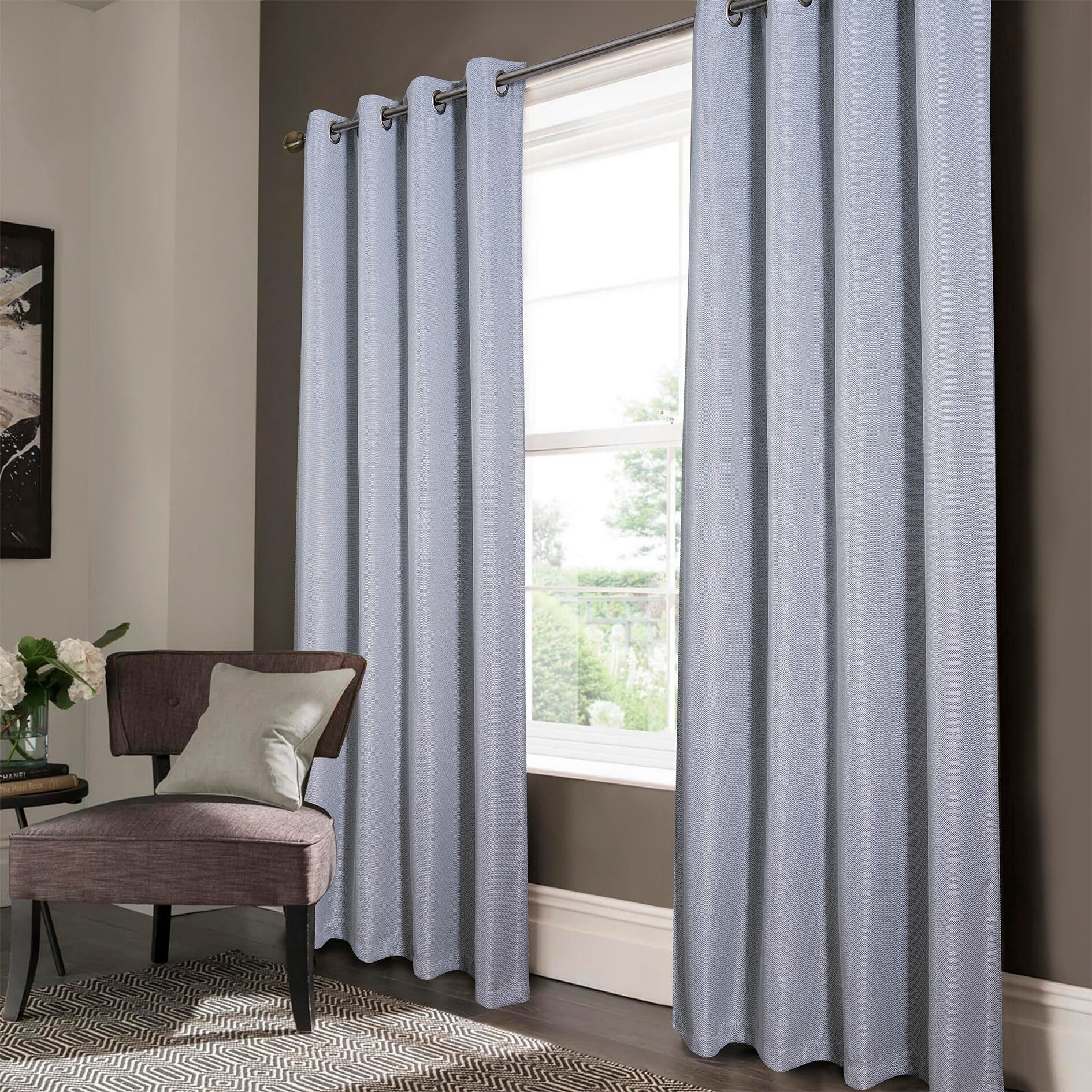 Lucas Textured Jacquard Blackout Window Curtain Panel Silver - Walmart.com