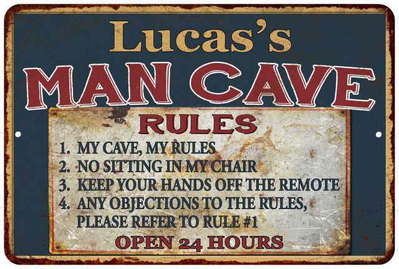 Lucas's Man Cave Rules Chic Rustic Green Sign Home 8 x 12 Matte Finish ...