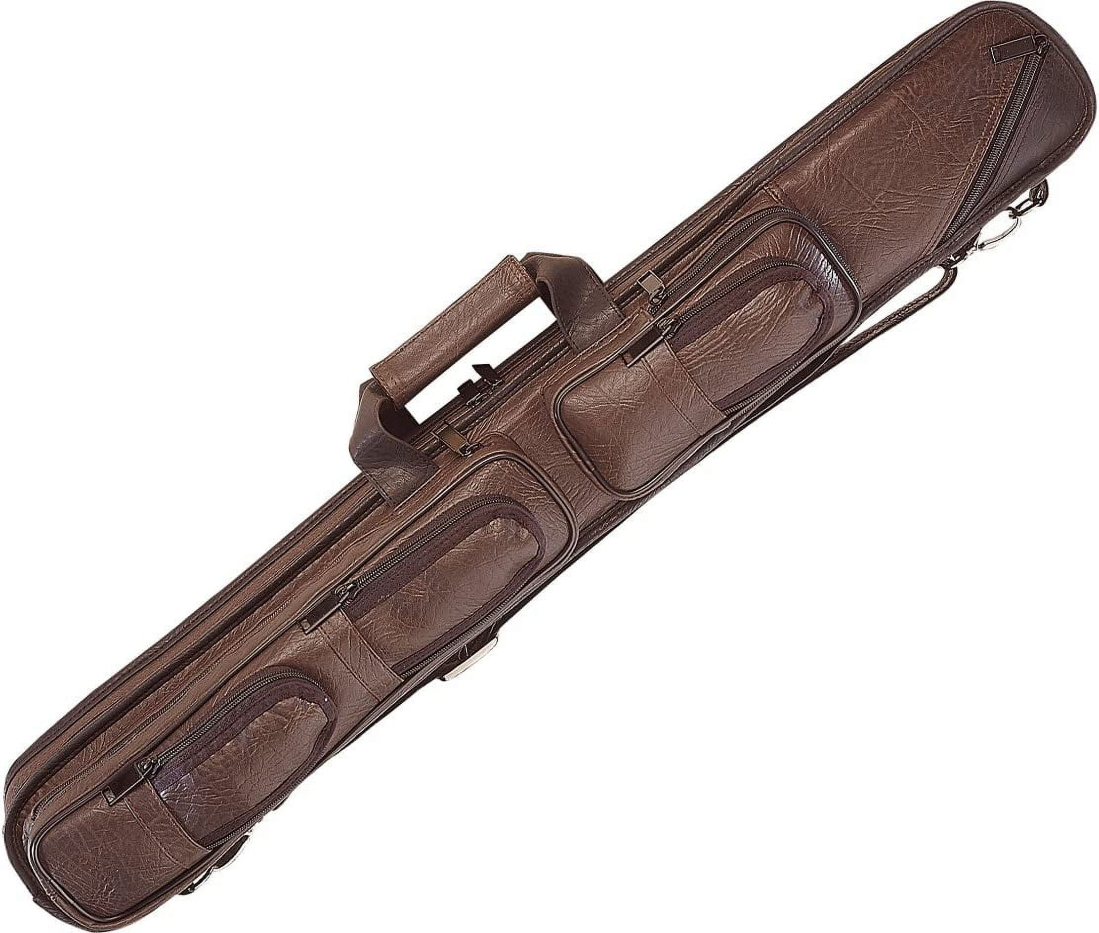 Lucasi Brown Leatherette Soft Pool Cue Case with Black Accents, 2B/2S ...