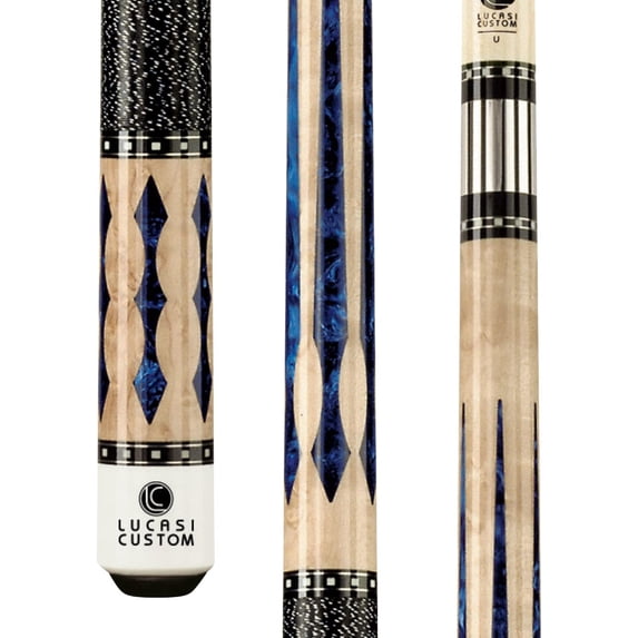 Lucasi Custom Super Birds-Eye Pool Cue with Blue Luster Inlays - 18.5oz ...