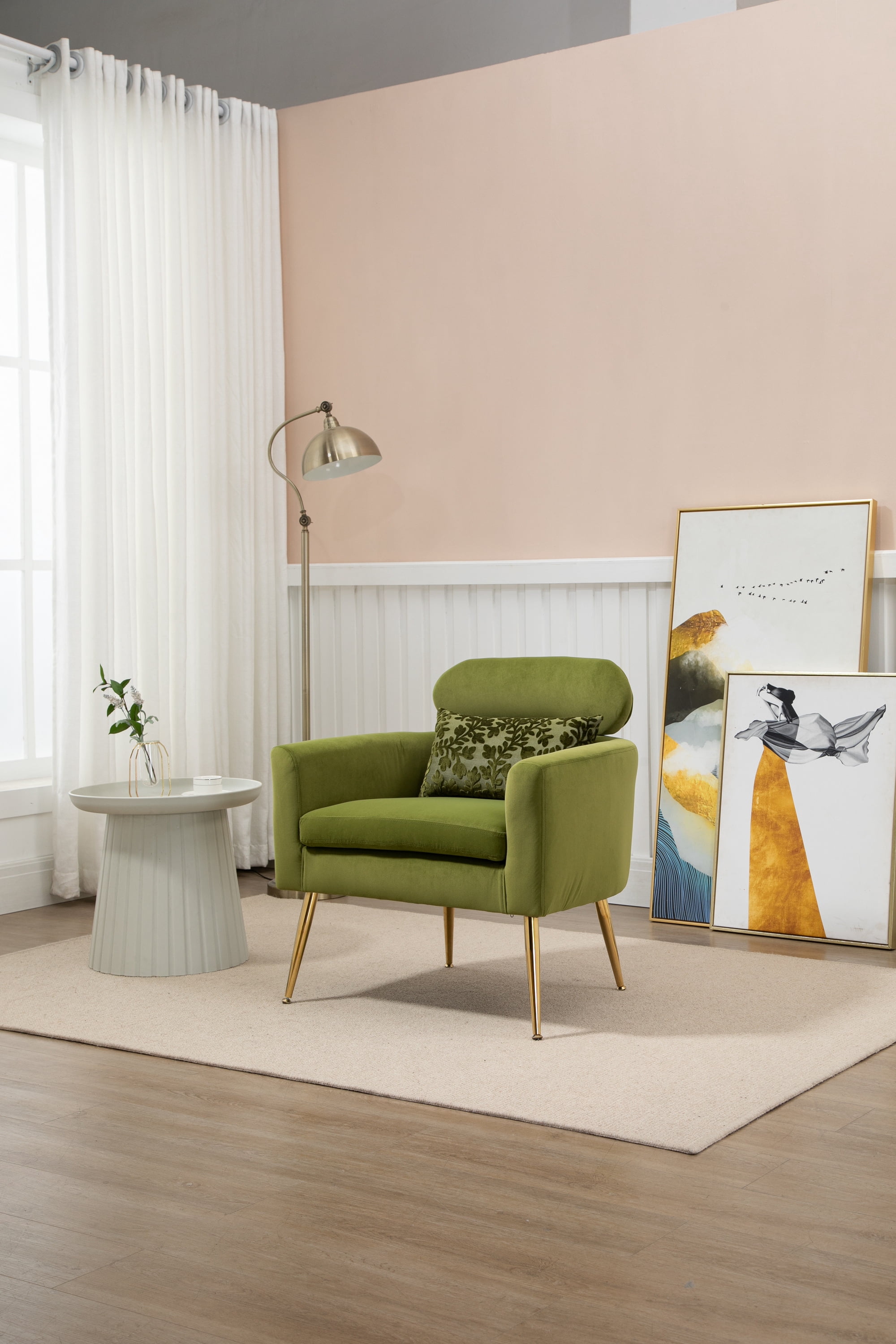 Luccalily Accent Velvet Single Sofa Chair,Upholstered Leisure Accent ...