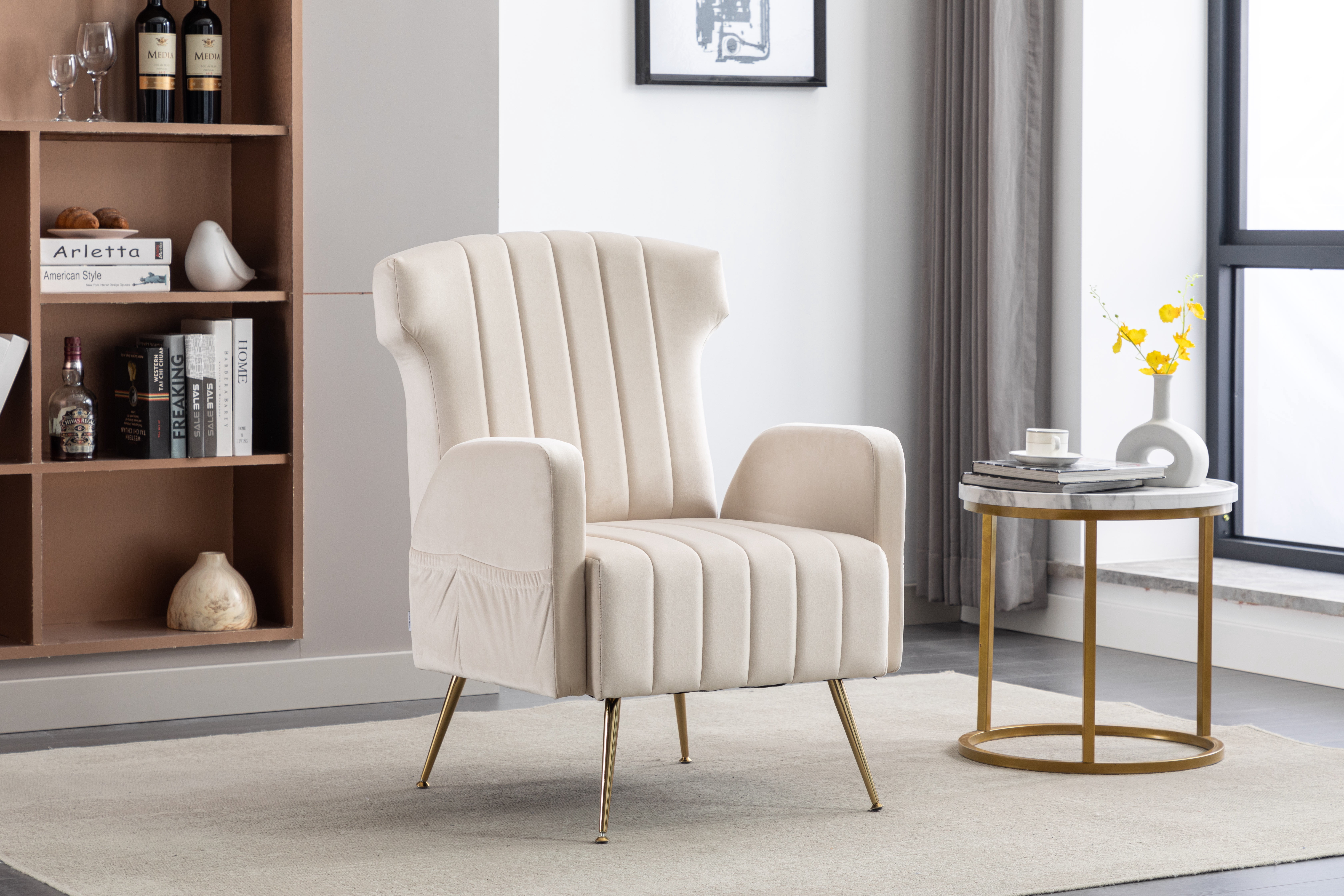 Luccalily Accent Velvet Wingback Sofa Chair,Upholstered Leisure Accent ...