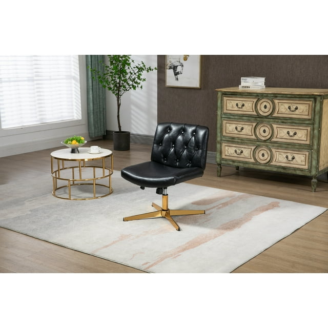 Luccalily Armless Office Desk Chair No Wheels, Vanity Chair, Modern ...