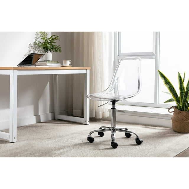 Luccalily Clear Acrylic Desk Chair, Adjustable Height, Armless Vanity ...