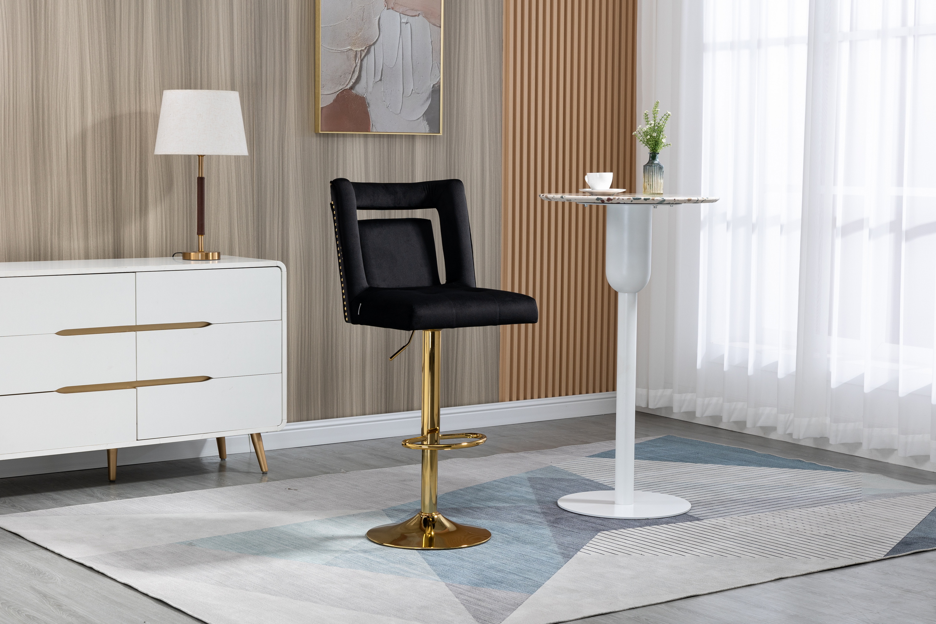 Luccalily Counter Height Bar Stools,Velvet 360 Swivel Adjustable Bar ...