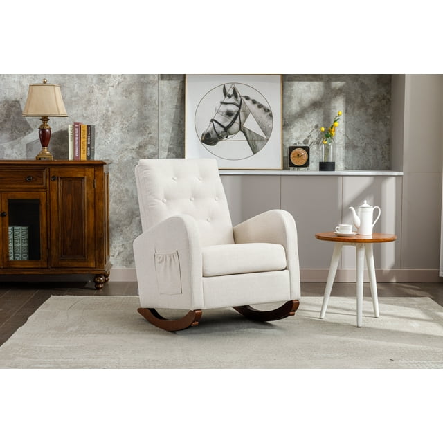 Luccalily Rocking Accent Chair Upholstered Glider Chair With Fabric