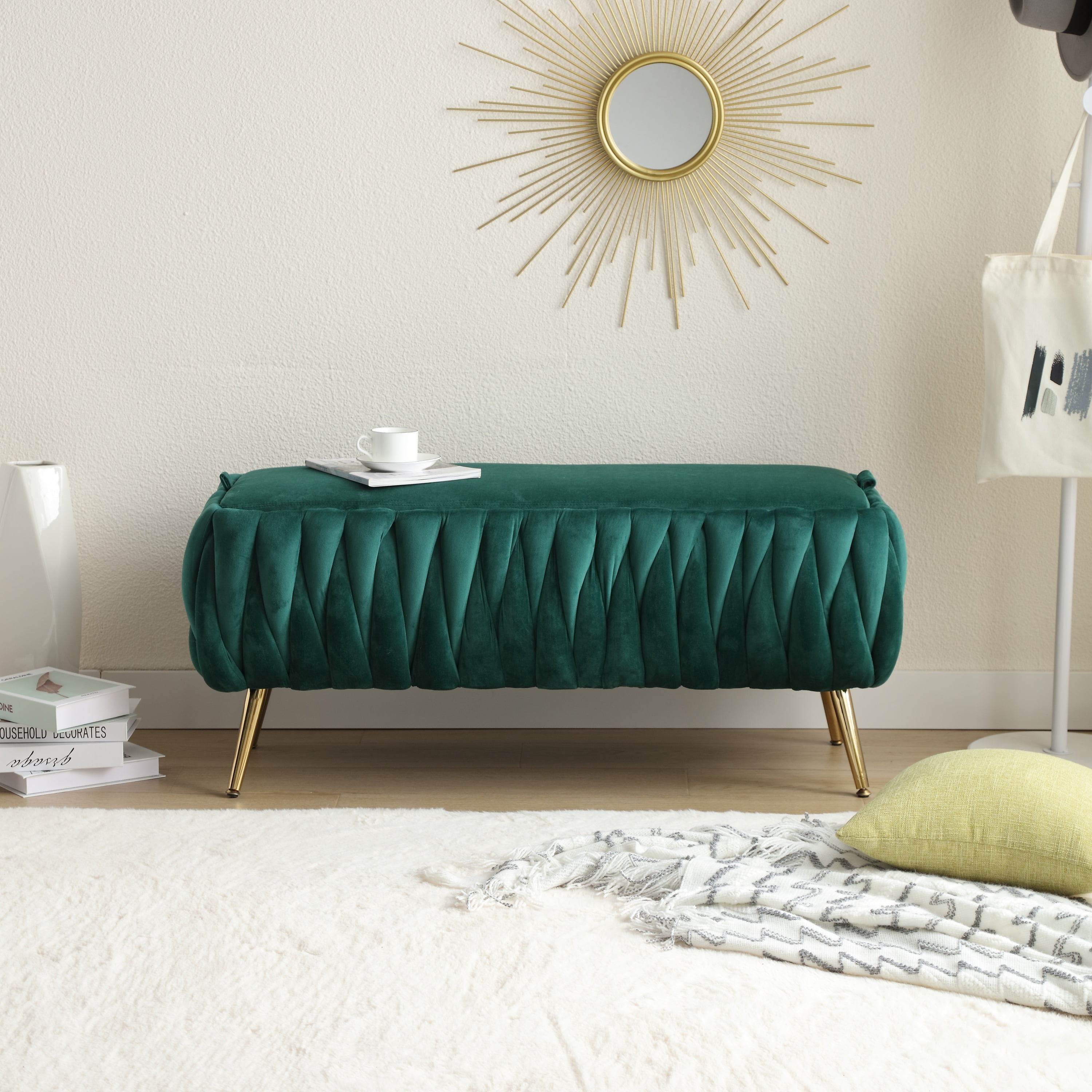Luccalily Storage Ottoman,Bedroom End Bench,Upholstered Fabric Storage ...