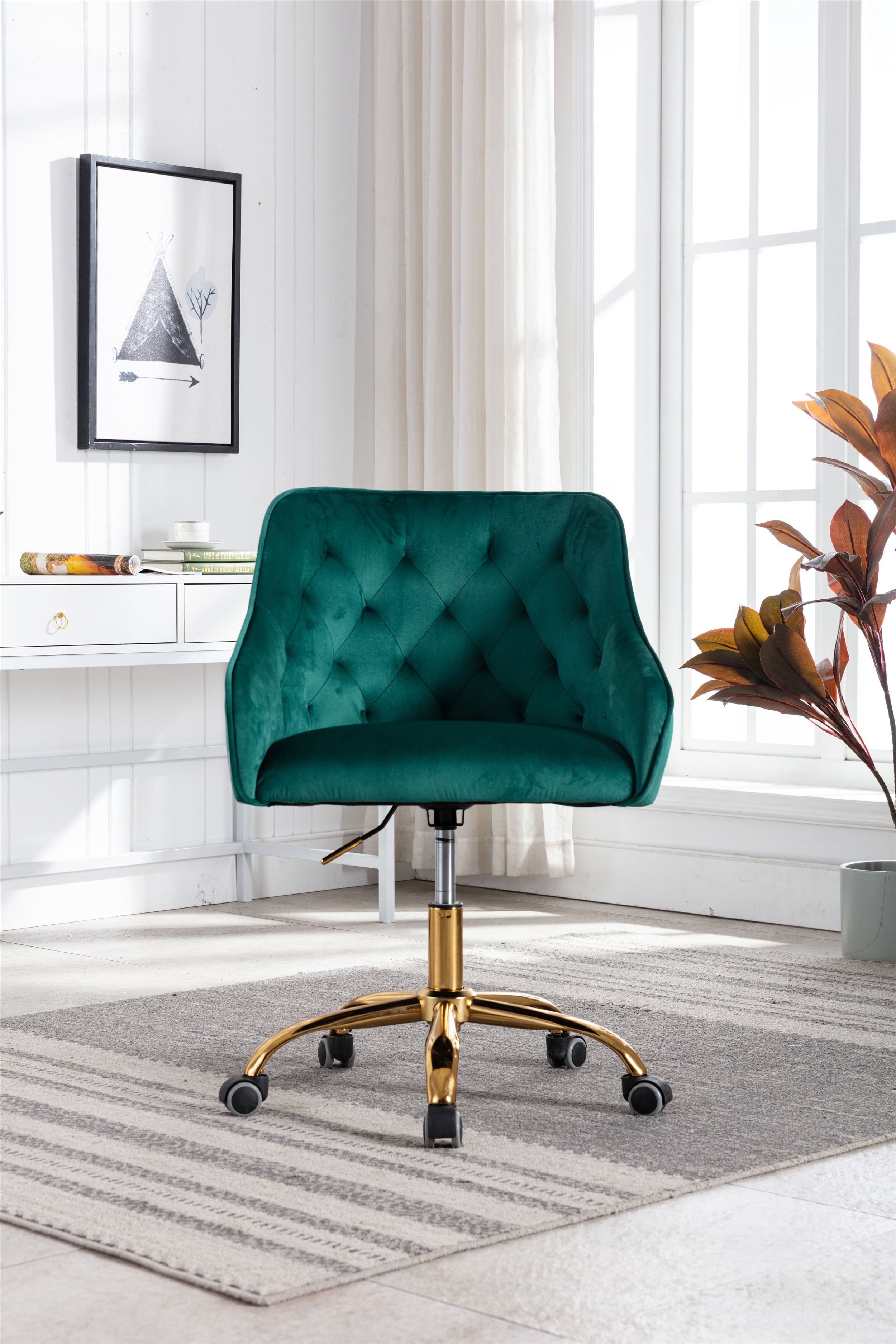 Luccalily Velvet Swivel Shell Chair, Modern Classic Swivel Office ...