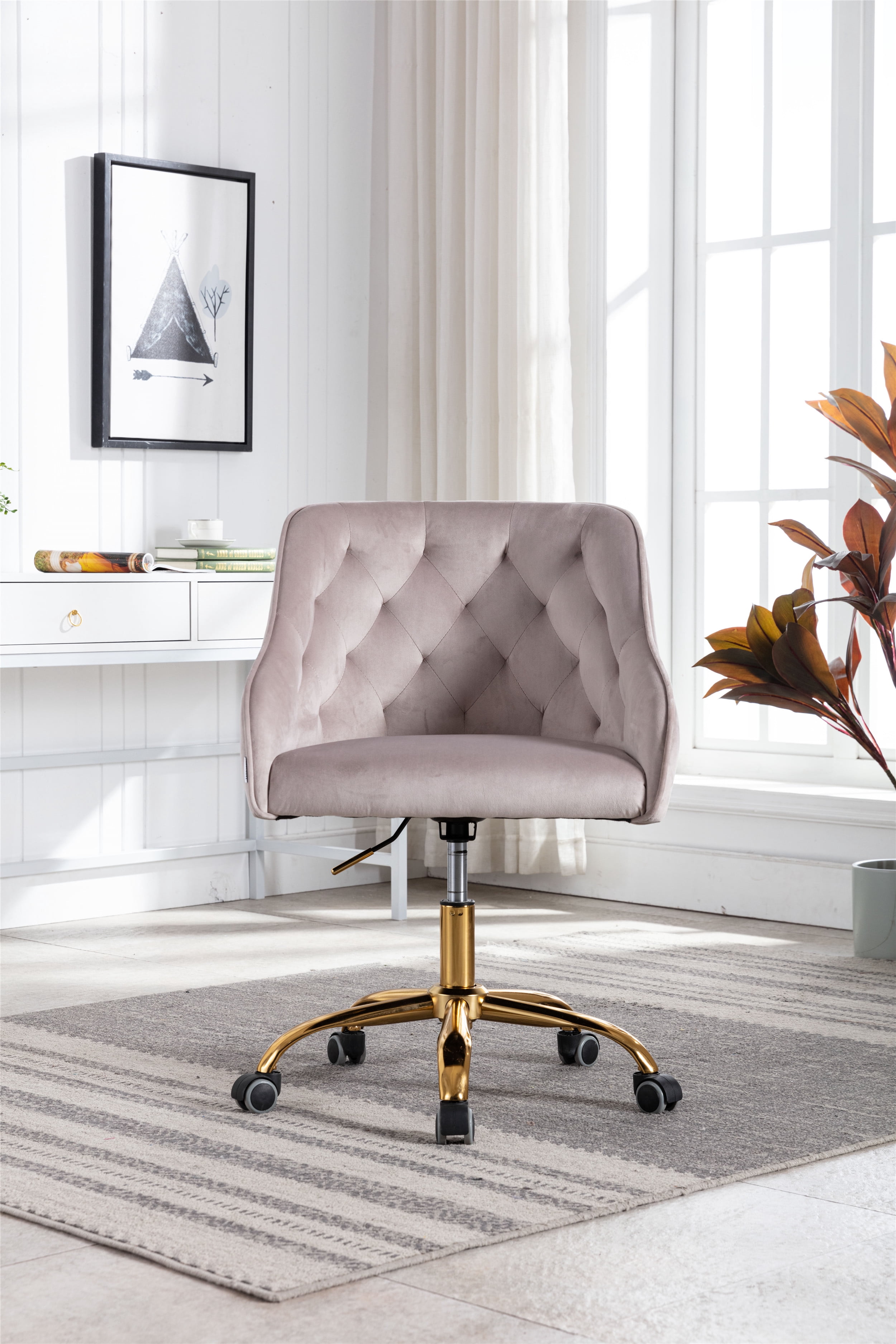 Luccalily Velvet Swivel Shell Chair, Modern Classic Swivel Office ...
