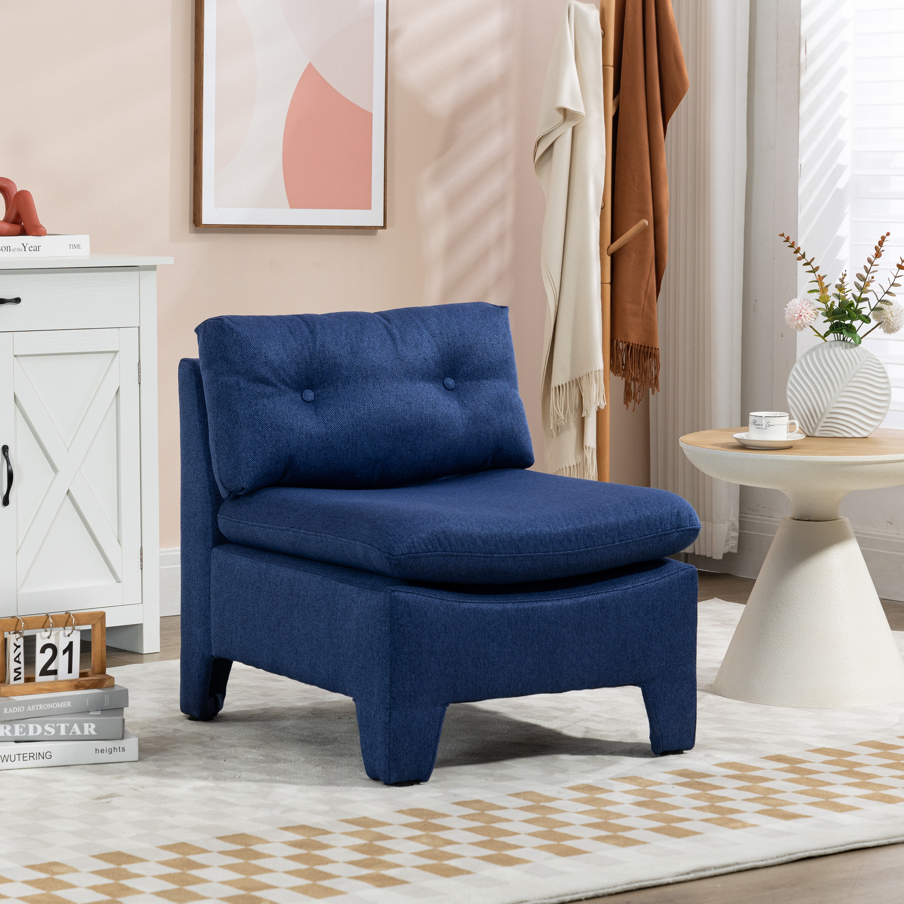 Luccalily hold Cushioned deep seat no armrest accent single lazy chair ...