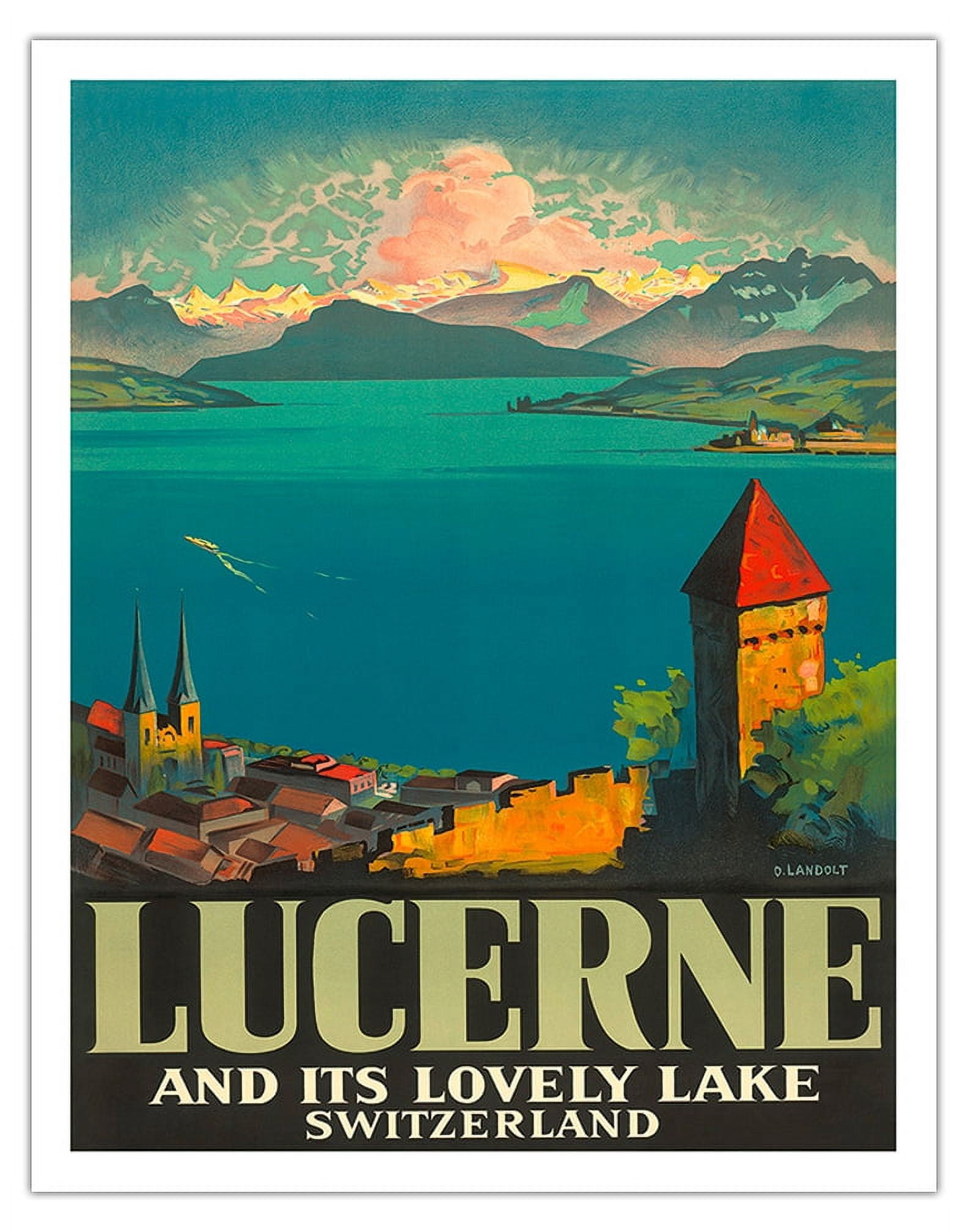 Lucerne And Its Lovely Lake Switzerland - Vintage Travel Poster by Otto ...
