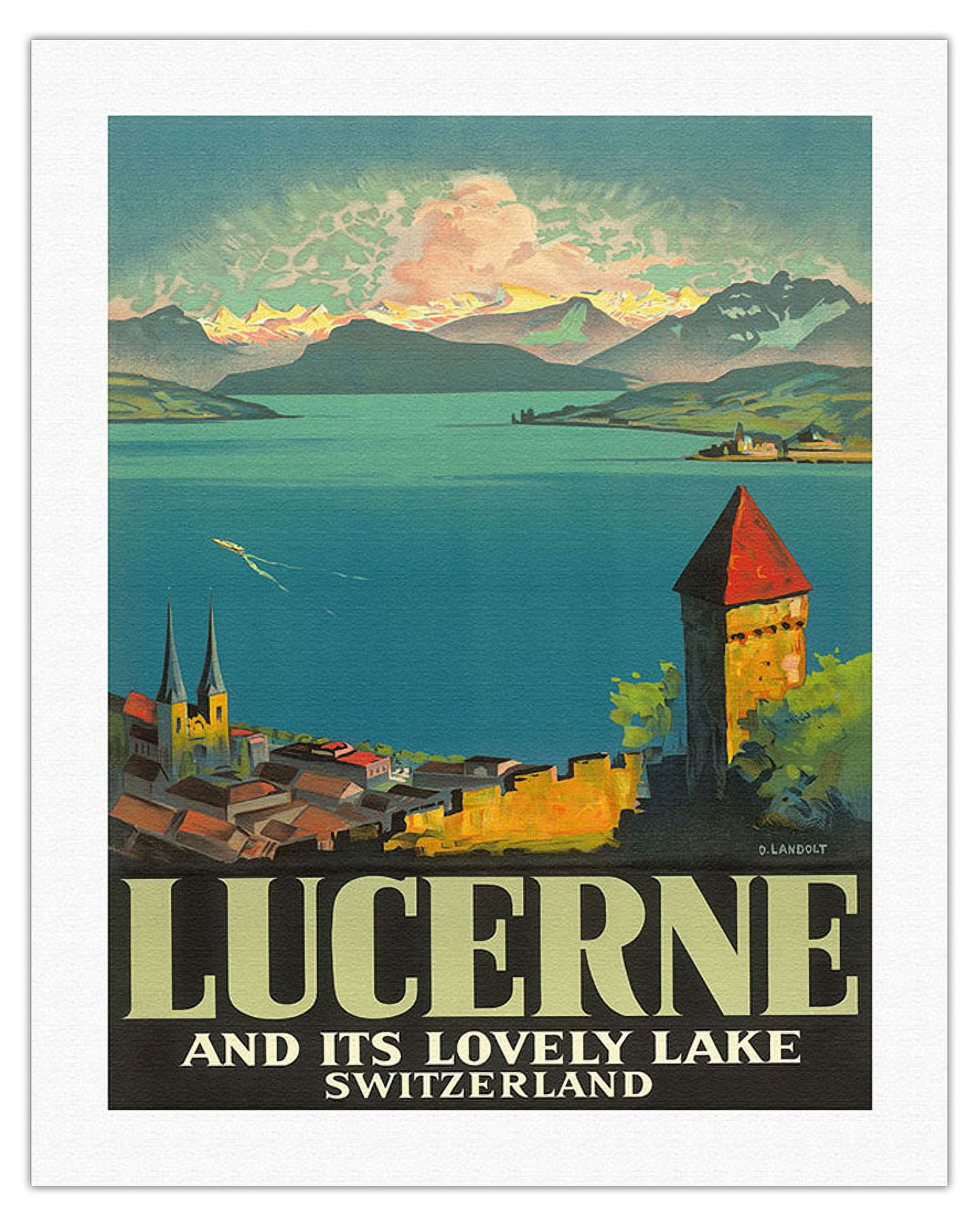 Lucerne And Its Lovely Lake Switzerland - Vintage Travel Poster by Otto ...