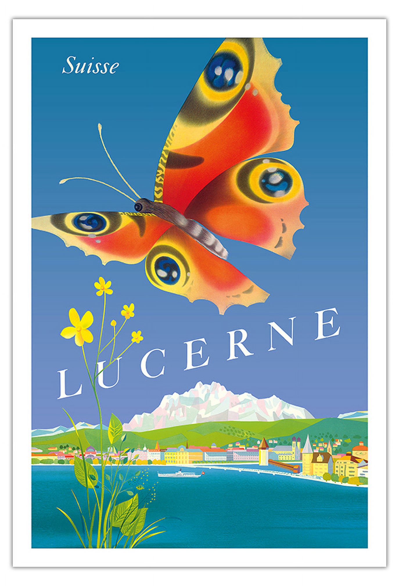 Lucerne - Suisse (Switzerland) - Butterfly - Vintage Travel Poster by ...
