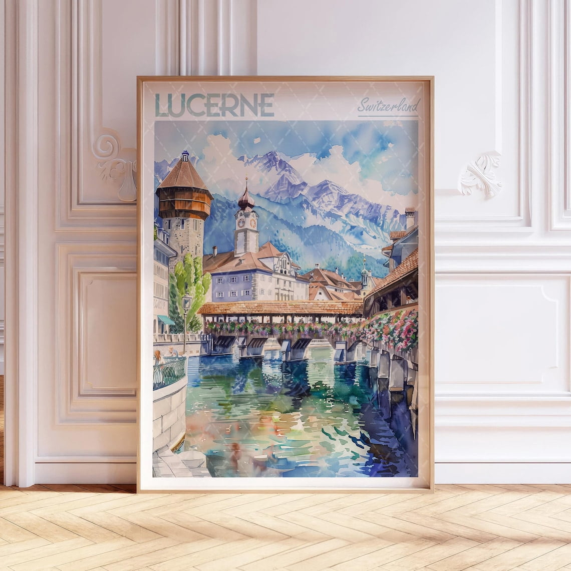 Lucerne Switzerland Europe Pastel Travel Poster, Unframed Size 16x24 ...