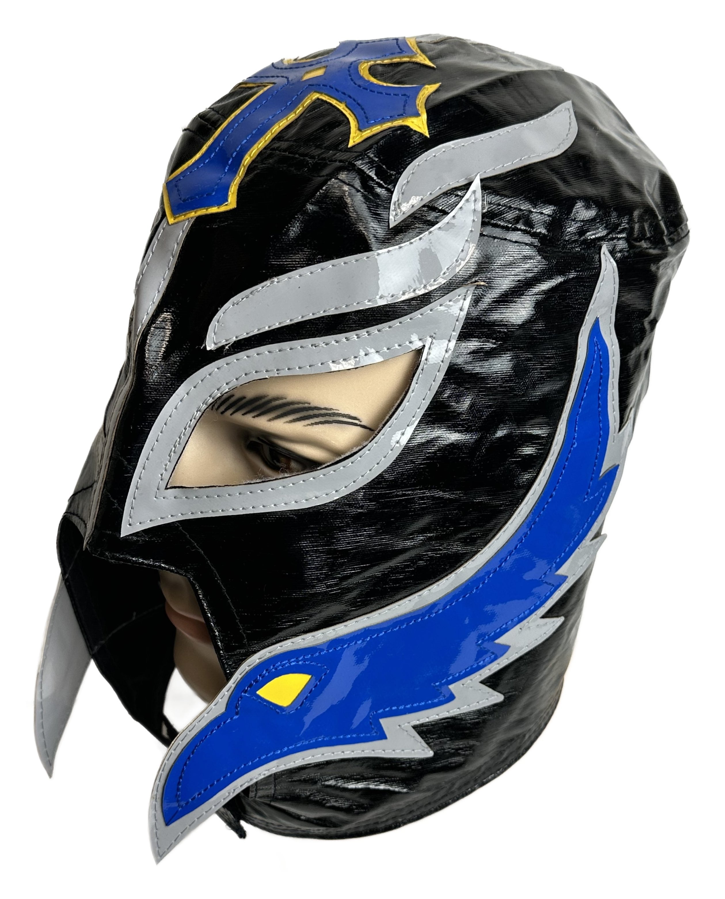 Lucha Libre Adult Size Black and Silver with Yellow and Blue Cross Pro ...