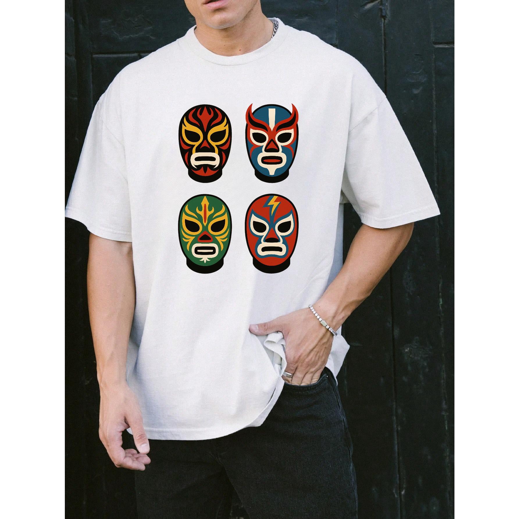 Lucha Libre Graphic T-Shirt–4 Iconic Luchador Mask Designs，print ...