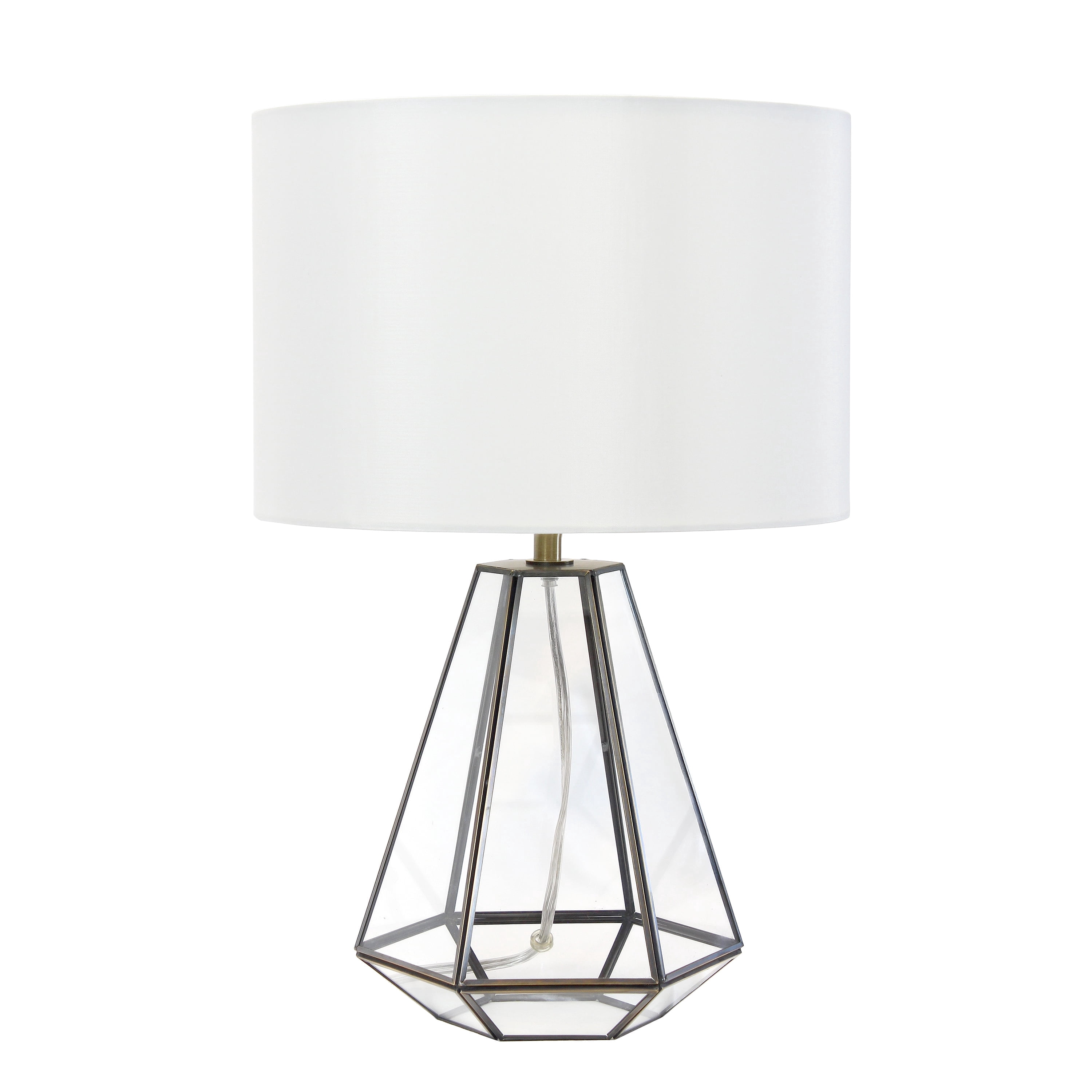 Luchia Glass & Brass Geometric Table Lamp, Clear, 18.25"H - Walmart.com