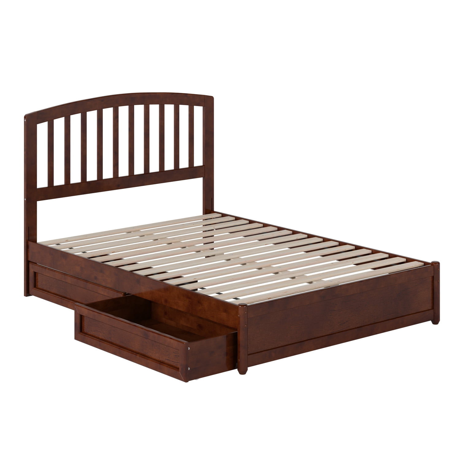 Lucia Full Wood Platform Bed with Panel Footboard and Storage Drawers ...
