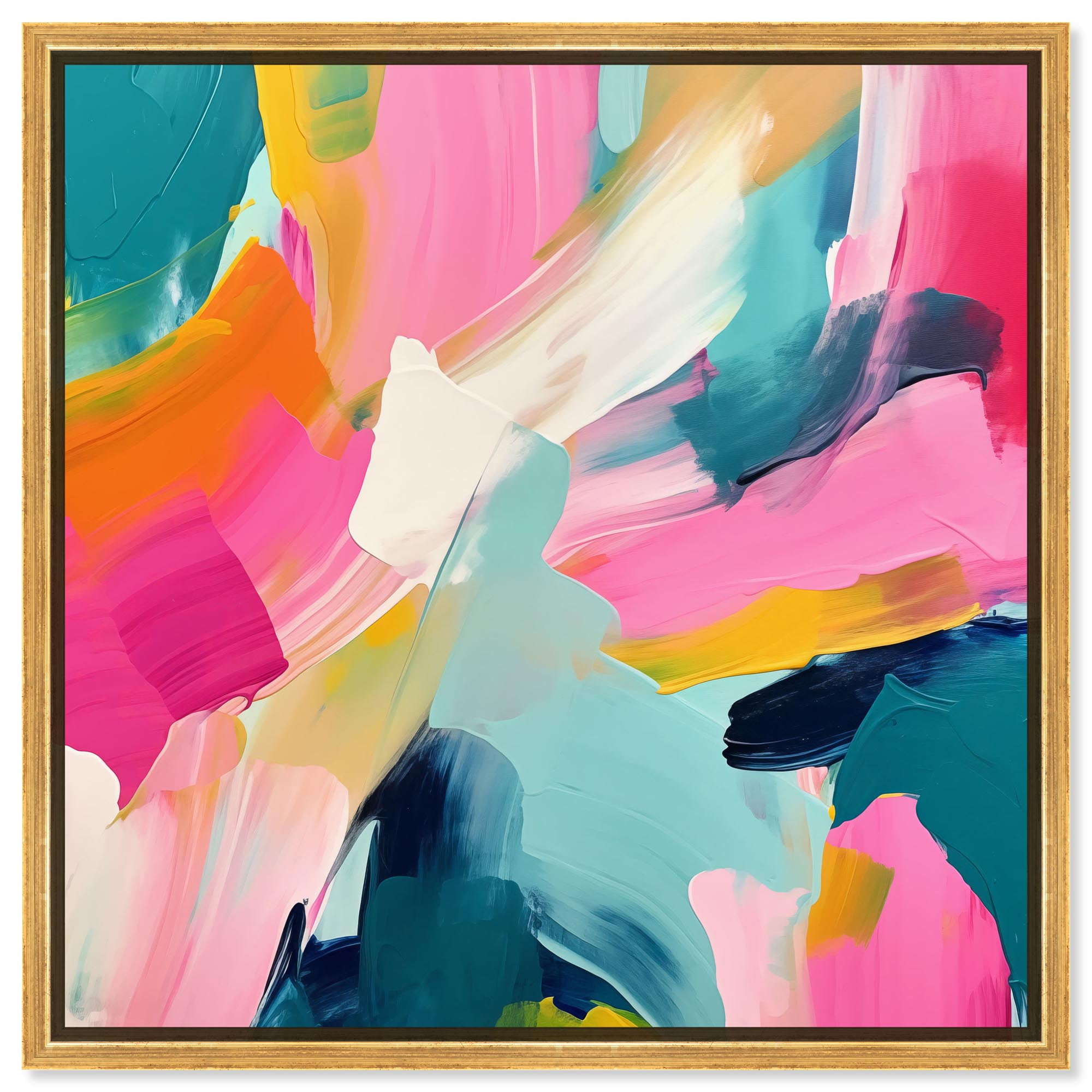 Lucid Layers Canvas Modern Colorful Print by Art Remedy, Gold Frame, 24 ...
