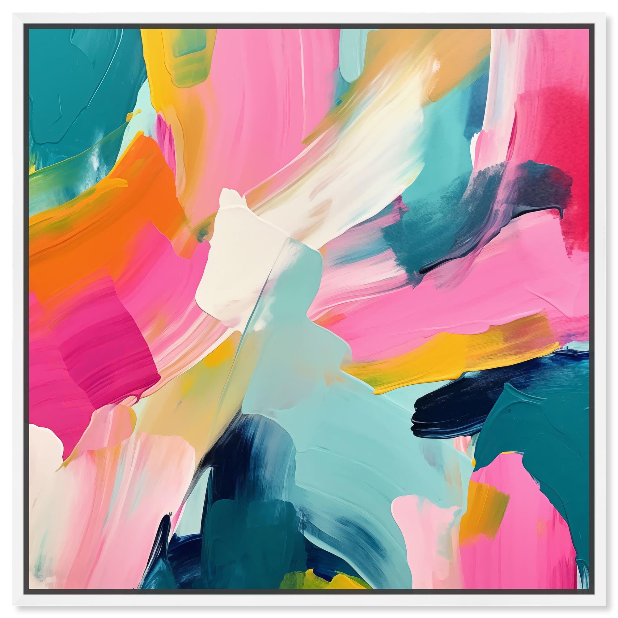 Lucid Layers Canvas Modern Colorful Print by Art Remedy, White Frame ...
