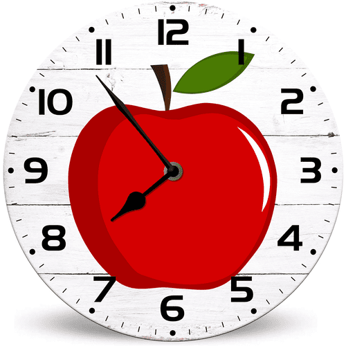 Lucidhisun Apple Decoration Wall Clock, 10 Inch Silent Non-Ticking Home ...