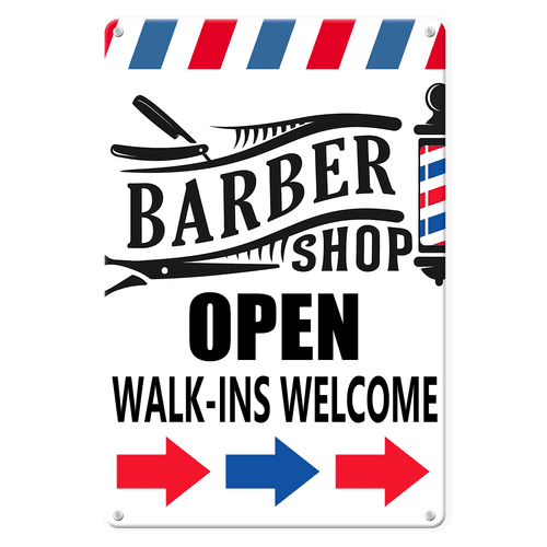 Lucidhisun Barber Shop (Right Arrow) Aluminium Sign 12×16inch, Sturdy ...