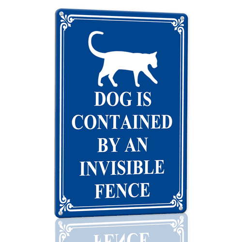 Lucidhisun Cat Is Contained By An Invisible Fence Aluminium Sign (Blue ...