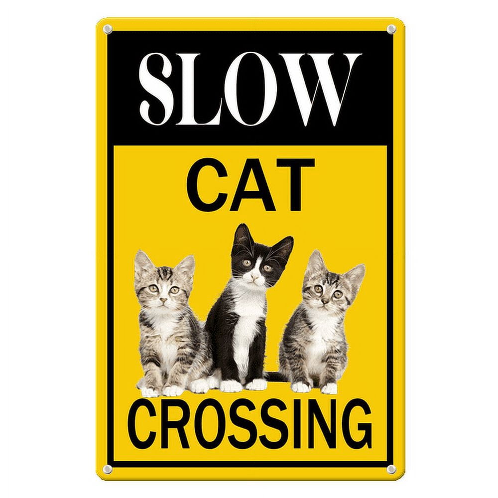 Lucidhisun Cat Crossing Aluminium Sign 5×8inch, Sturdy Aluminum Wall ...