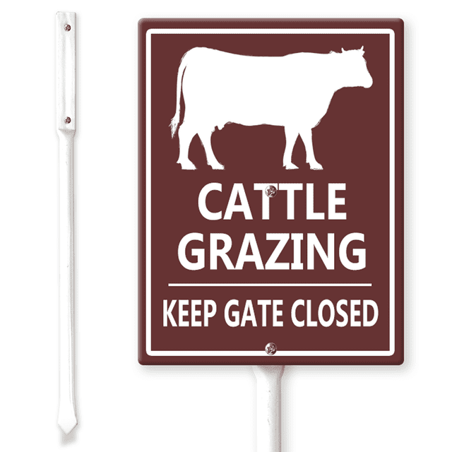 Lucidhisun Cattle Grazing Keep Gate Closed Yard Sign with Stakes 8in× ...