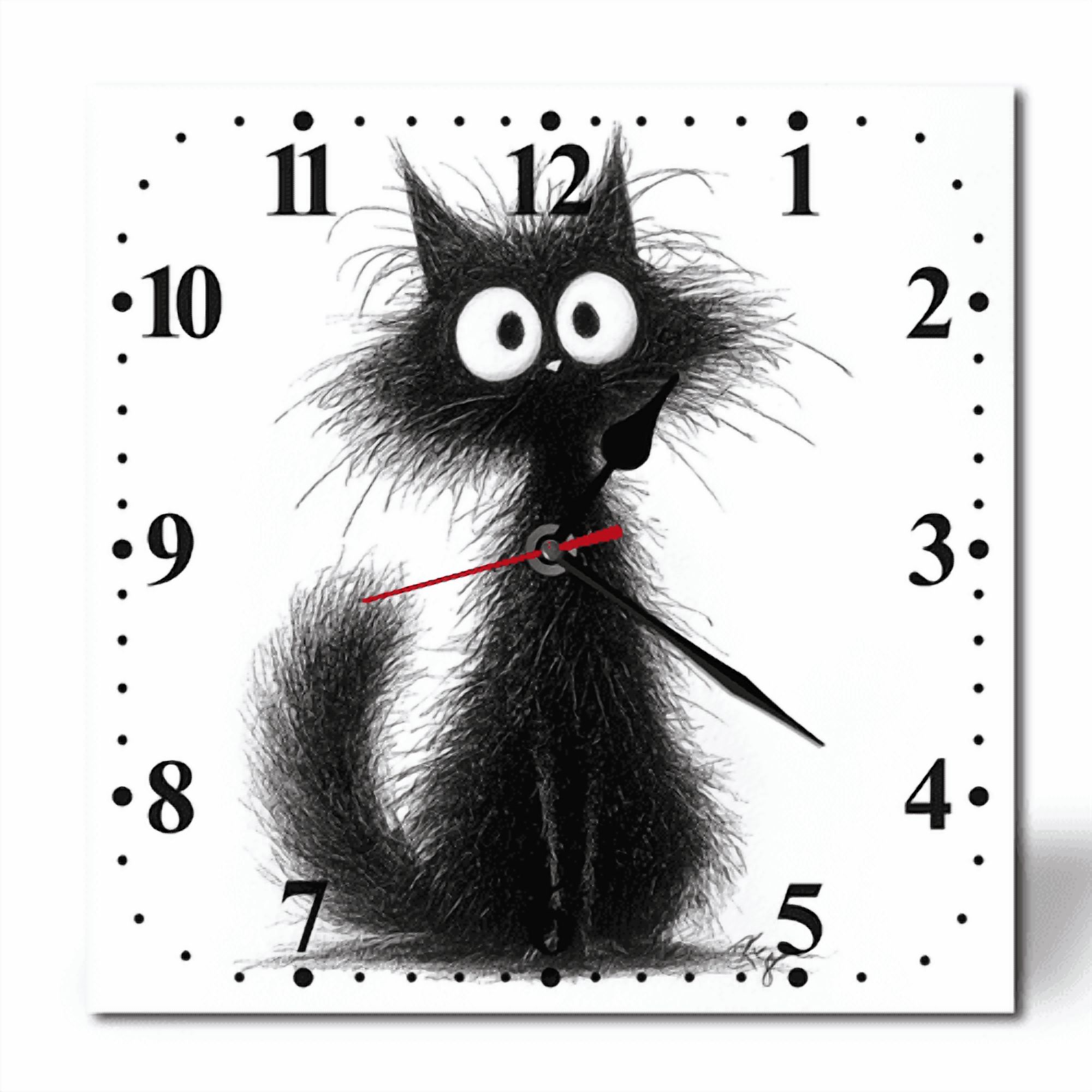 Lucidhisun Cute Messy Black Cat Wall Clock Football Decorative Battery ...