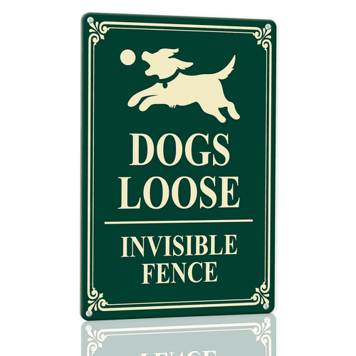 Lucidhisun Dogs Loose Invisible Fence Green Aluminium Sign 12x16in ...