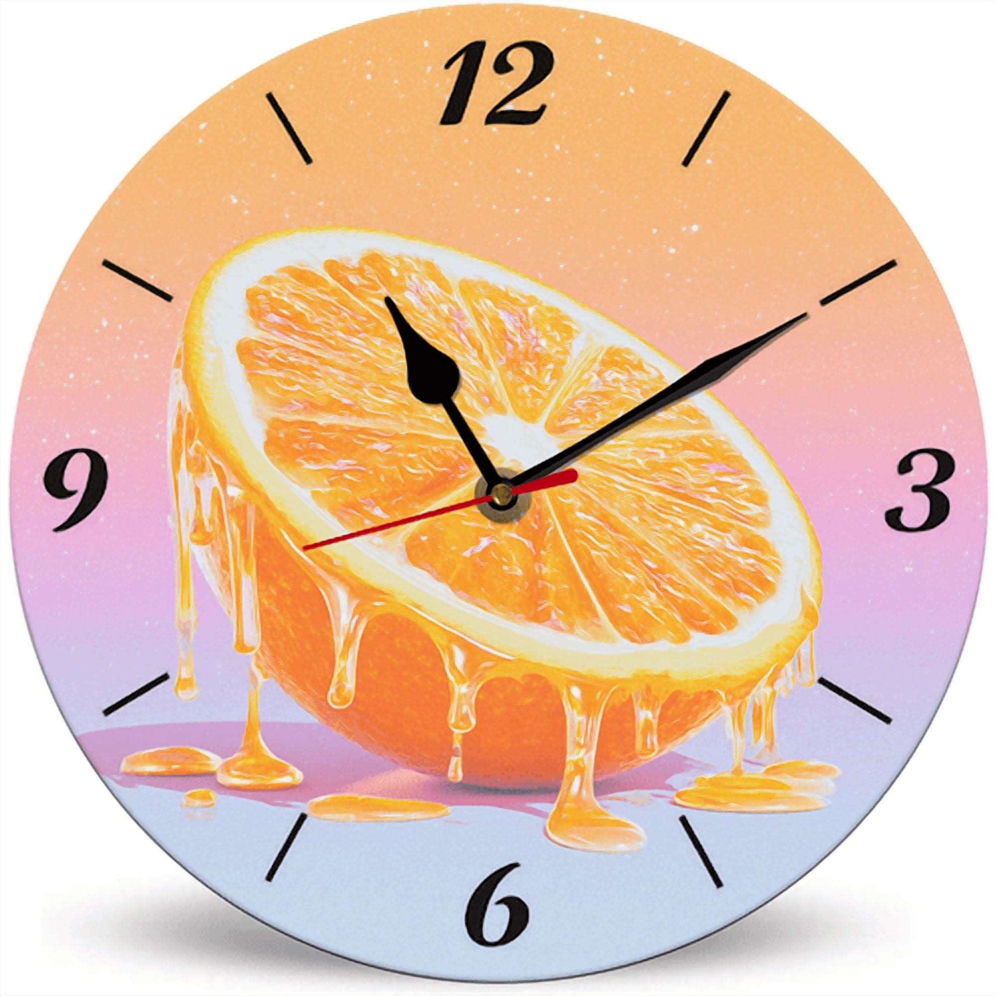Lucidhisun A Dripping Orange Fruit Wall Clocks Silent Non-Ticking ...