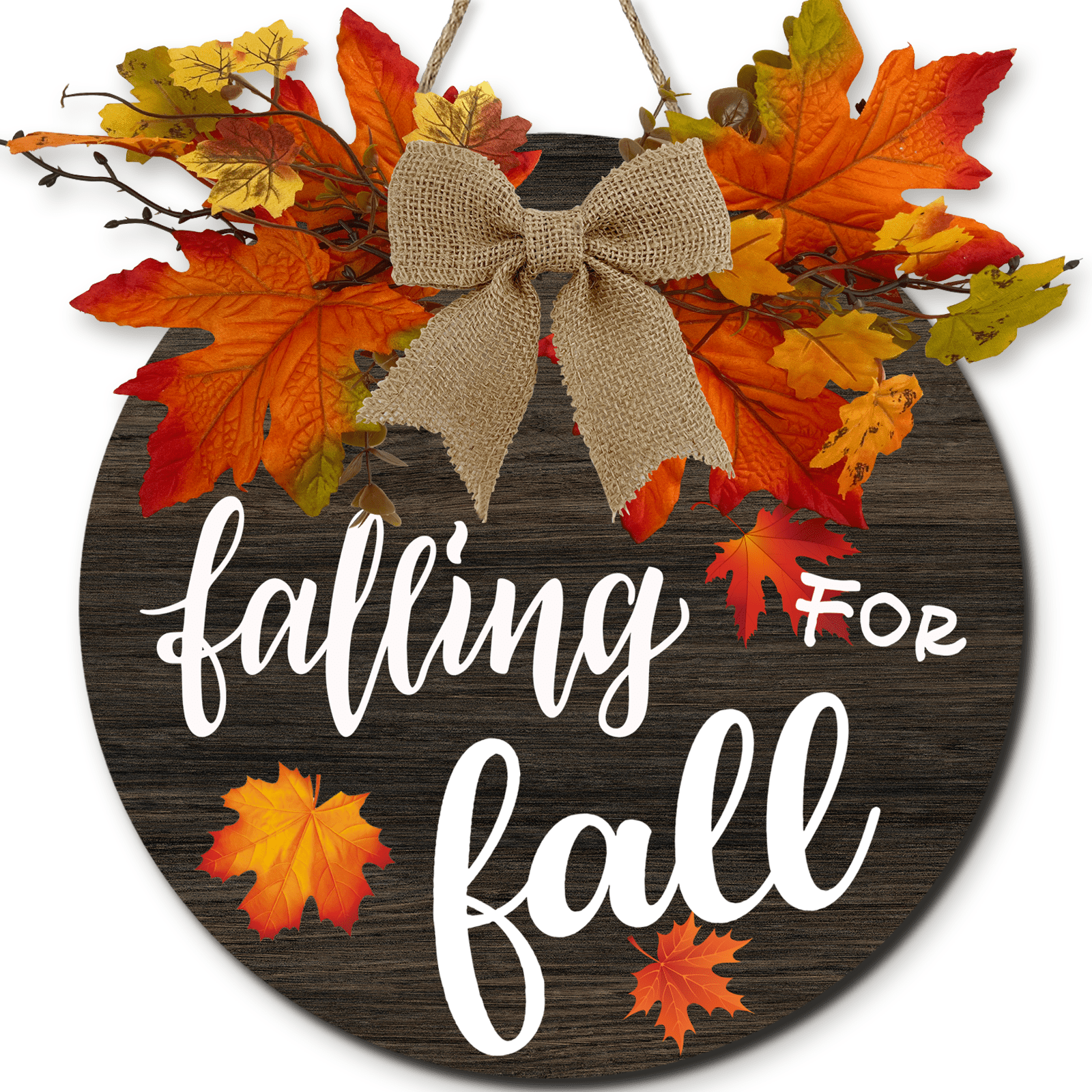 Lucidhisun Falling For Fall Wooden Welcome Sign for Front Door, Maple ...