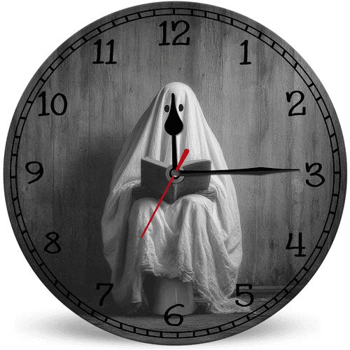 Lucidhisun Ghost Toilet Reading Wooden Clock 10in Silent Non-Ticking ...