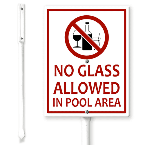 Lucidhisun No Glass Allowed In Pool Area Yard Sign with Stakes 4.6×6in ...