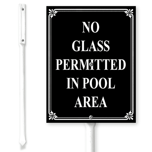Lucidhisun No Glass Permitted In Pool Area Yard Sign with Stakes 8×12in ...