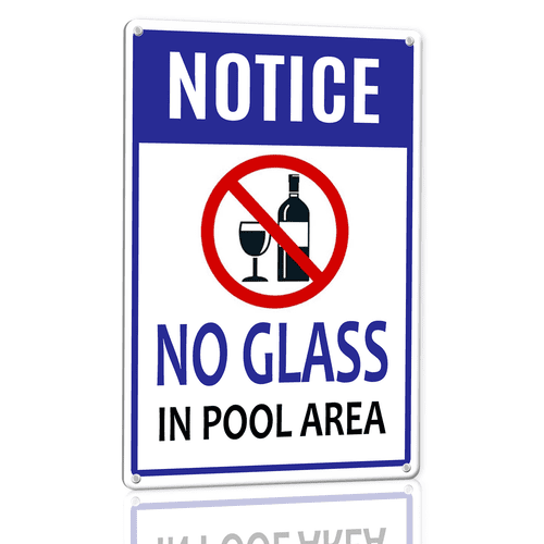Lucidhisun No Glass in Pool Area Aluminium Sign 8×12in, Sturdy Aluminum ...