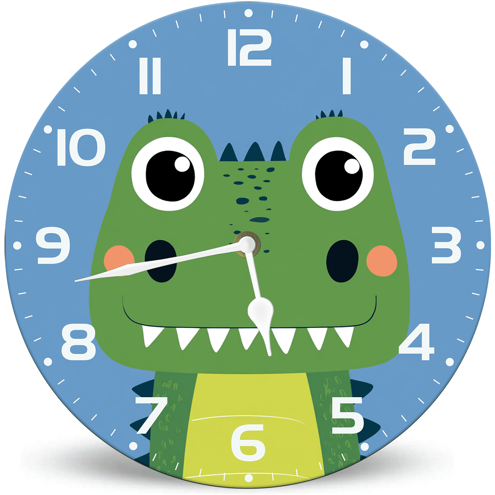 Lucidhisun Green Cartoon Crocodile with Teeth Cute Kitchen Wall Clock ...