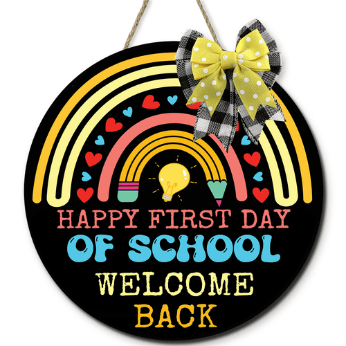 Lucidhisun Happy First Day Of School Welcome Back Door Sign Classroom ...